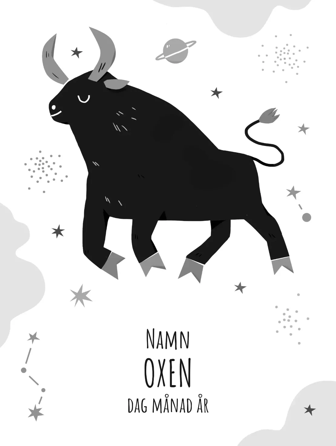 Poster med stjärntecken - Oxen | Min Bästa Bok
